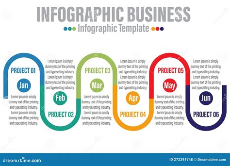 6 Project Modern Timeline Diagram With Progress Circle Presentation Vector Infographic With