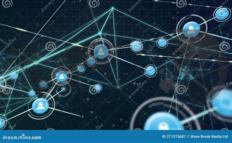 Animation Of Network Of Digital Icons And Plexus Networks Against Blue