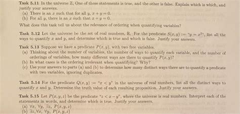 Solved Task 511 In The Universe Z One Of These Statements