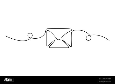 Continuous Single One Line Art Of Paper Envelope Message Post Letter