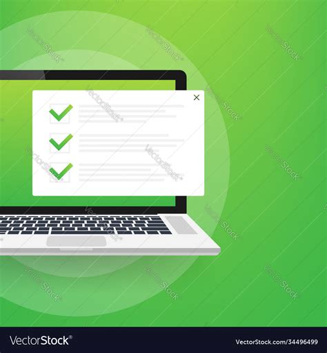 Checklist Browser Window Check Mark White Tick Vector Image