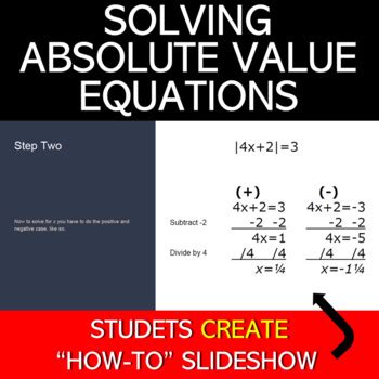 Absolute Value Equations Project Solving Teaching Resources TPT