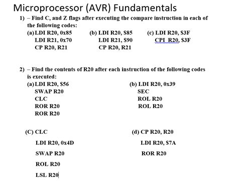 Solved Microprocessor Avr Fundamentals 1 Find C And Z