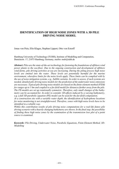 Pdf Identification Of High Noise Zones With A 3d Pile Driving Noise Model