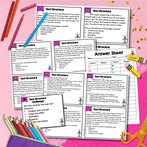 Nonfiction Text Structure Task Cards 3rd Grade Magicore