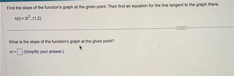 Solved Find The Slope Of The Functions Graph At The Given