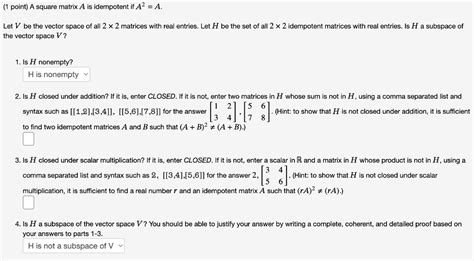 solved let v r2 let h be the subset of v of all points on