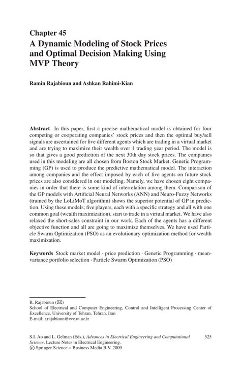 Pdf A Game Theoretic Based Dynamic Stock Market Modeling And Solution