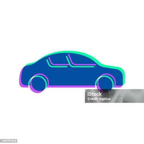 자동차 측면도 흰색 배경에 두 가지 색상이 오버레이된 아이콘 3차원 형태에 대한 스톡 벡터 아트 및 기타 이미지 3차원 형태
