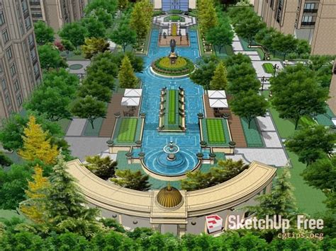 1158 Exterior Landscape Scene Sketchup Model Free Download Sketchup Model Landscape Design