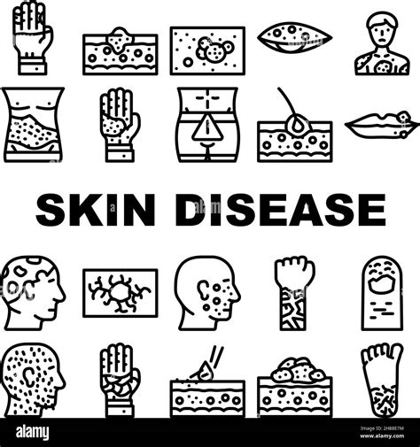 Skin Disease Human Health Problem Icons Set Vector Stock Vector Image