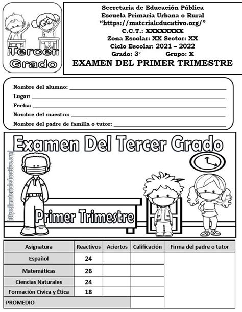 Examen Del Tercer Grado Del Primer Trimestre Ciclo Es