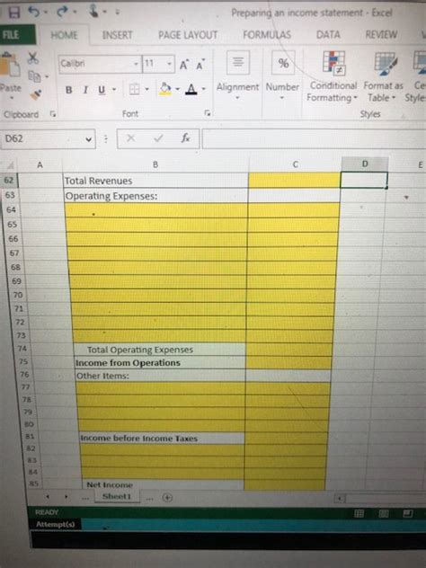 preparing an income statement using excel s sum