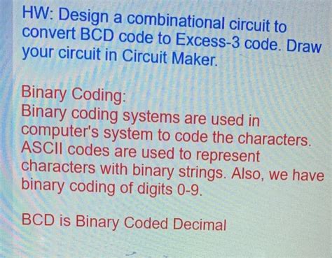 Solved Hw Design A Combinational Circuit To Convert Bcd