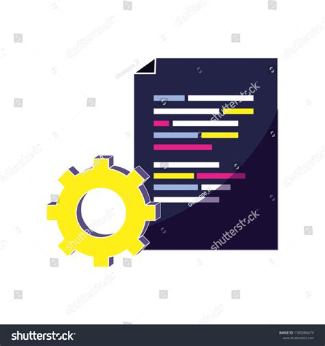 Document Programming Code Industry Gear เวกเตอร์สต็อก ปลอดค่า