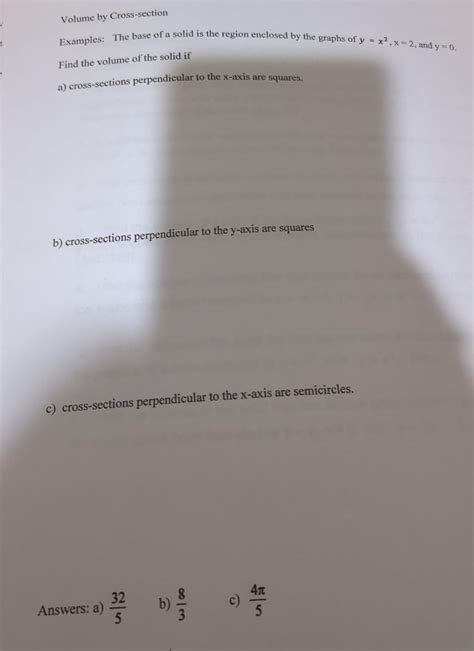 Solved Volume By Cross SectionExamples The Base Of A Solid Chegg Com