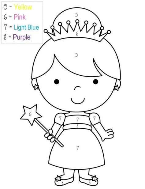Princess Color By Number Coloring Pages Coloringlib