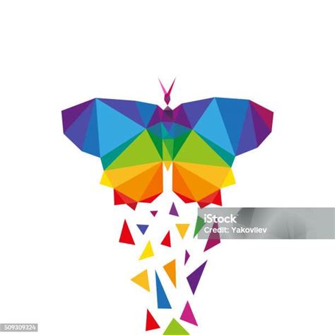 나비 추상적임 트라이앵글 고립 흰색 배경 벡터 삽화 기하 도형에 대한 스톡 벡터 아트 및 기타 이미지 기하 도형 나비