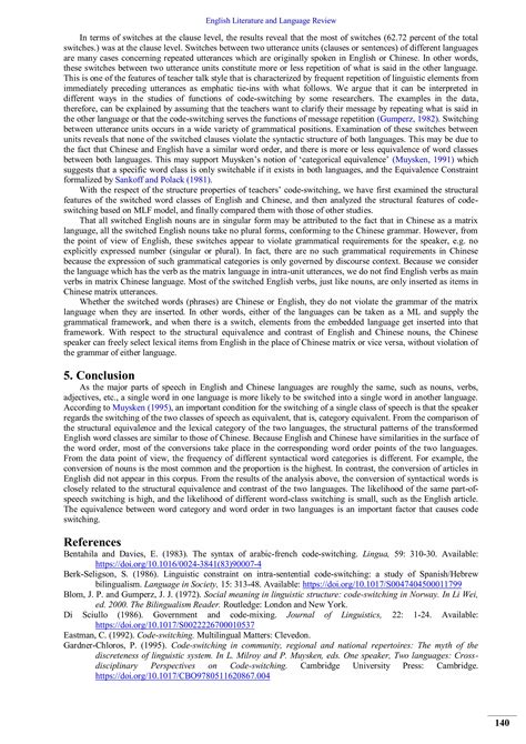Structure Patterns Of Code Switching In English Classroom Discourse Pdf