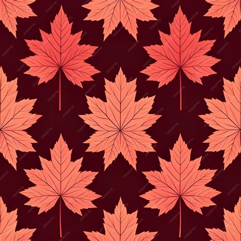 Seamless Tile Pattern Of Maple Leaves On A Crimson Background Premium