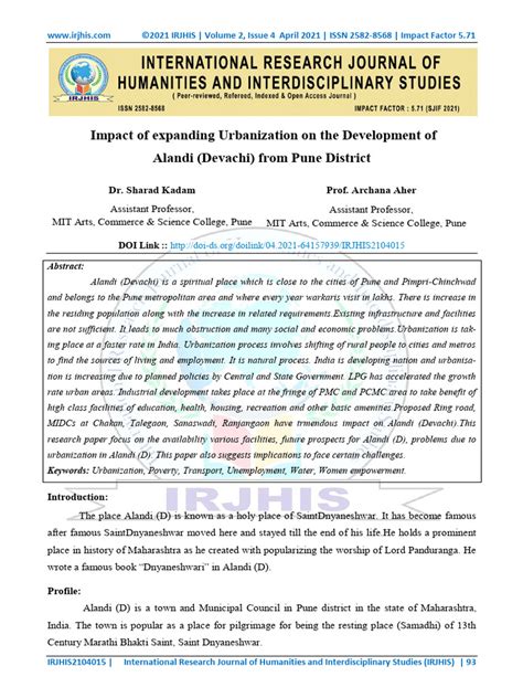 Impact Of Urbanisation Pdf