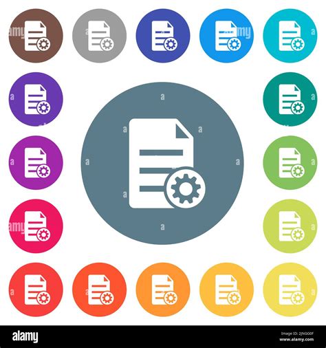 Document Settings Solid Flat White Icons On Round Color Backgrounds 17 Background Color