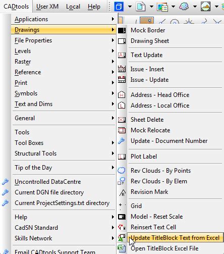 CADtools Tools Drawing Setup Tools Update TitleBlock Text From Excel