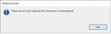 adobe acrobat error opening document access denied [solved]