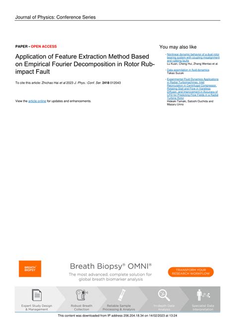 Pdf Application Of Feature Extraction Method Based On Empirical