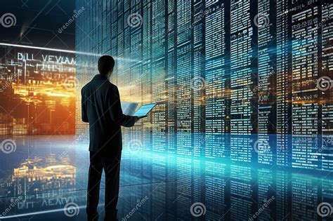 Software Developer Coding Smart Cities With Binary Codes And Html On