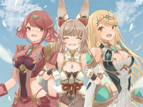 Pyra Mythra Nia And Nia Xenoblade Chronicles And More Drawn By Remaco Danbooru