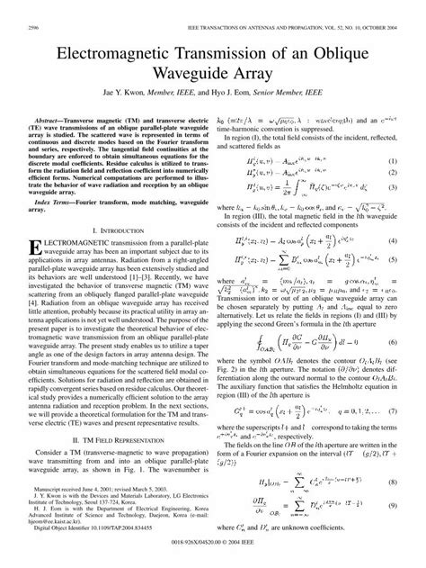 Pdf Electromagnetic Transmission Of An Oblique Waveguide Array Dokumen Tips