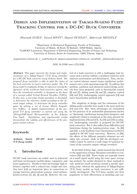 Pdf Design And Implementation Of Takagi Sugeno Fuzzy Tracking Control For A Dc Dc Buck Converter