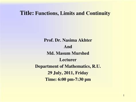 Ppt Title Functions Limits And Continuity Powerpoint Presentation Free Download Id 421551