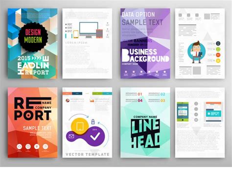 مجموعه ای از بروشور قالب های طراحی بروشور پس زمینه های مدرن انتزاعی