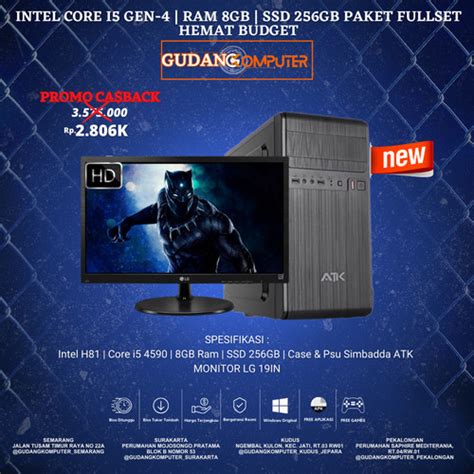Jual Pc Core I Gen Ram Gb Ssd Gb Paket Fullset Hemat Budget Kab Kudus Gudang