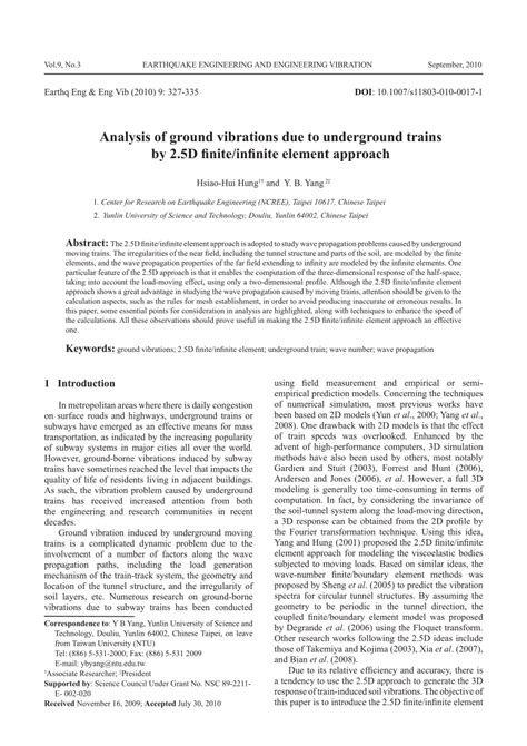 Pdf Analysis Of Ground Vibrations Due To Underground Trains By 25d Finiteinfinite Element
