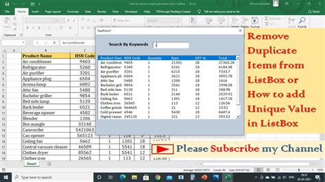 How To Remove Duplicate Item From Listbox In Excel Vba Youtube