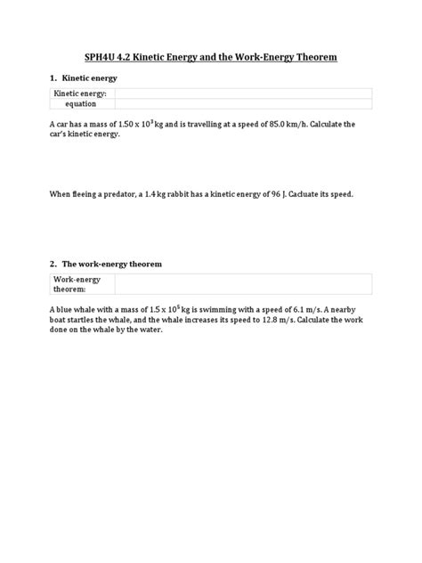 42 Kinetic Energy And The Work Energy Theorem Pdf