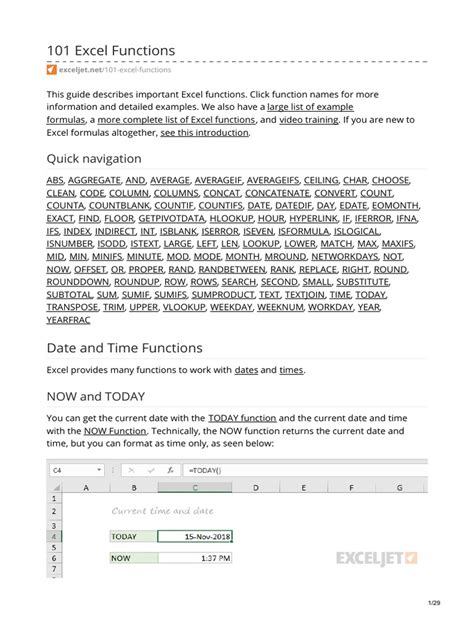 101 Excel Functions Pdf Pdf Rounding Database Index
