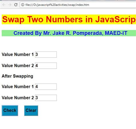 Free Programming Source Codes And Computer Programming Tutorials Swap Two Numbers In Javascript