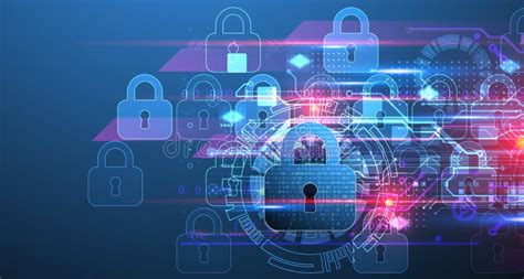 Secure Digital Background Virtual Confidential Programming Protection Stock Vector