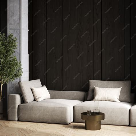 밝은 베이지색 방 인테리어 거실 인테리어 모형 빈 회색 벽 3d 렌더링 프리미엄 사진