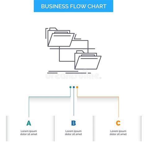 Folder File Management Move Copy Business Flow Chart Design With 3 Steps Line Icon For