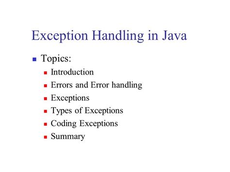 Java Chapter 18 Exception Handling In Java Java Error Types Chapter