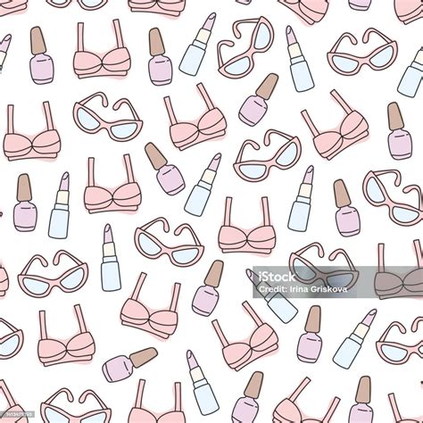 여자 소녀 패션 물건 물건 원활한 패턴 디자인 그래픽 요소 일러스트 레이 션 소매 소비자주의에 대한 스톡 벡터 아트 및 기타 이미지 소매 소비자주의 연속무늬 질감