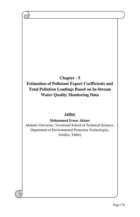 Pdf Estimation Of Pollutant Export Coefficients And Total Pollution Loadings Based On In