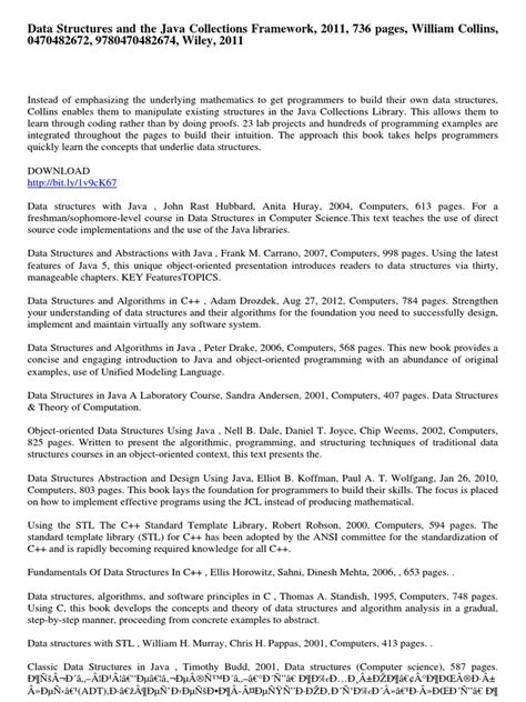 Data Structures And The Java Collections Framework Pdf Data