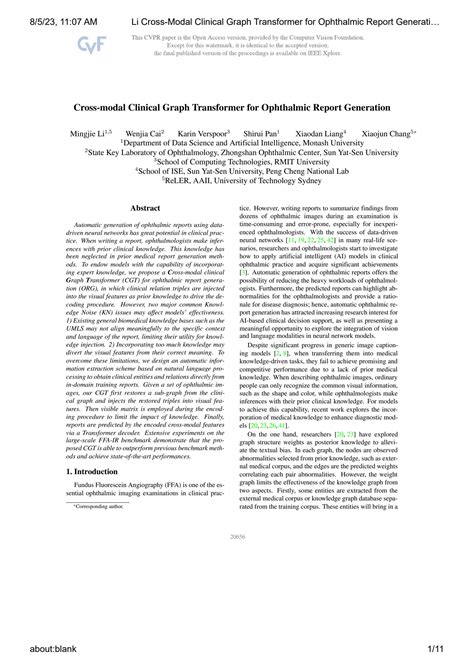 Solution Li Cross Modal Clinical Graph Transformer For Ophthalmic Report Generation Cvpr 2022