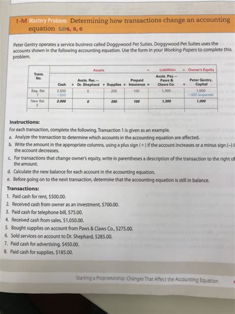 Solved 1 M Mastery Problem Determining How Transactions